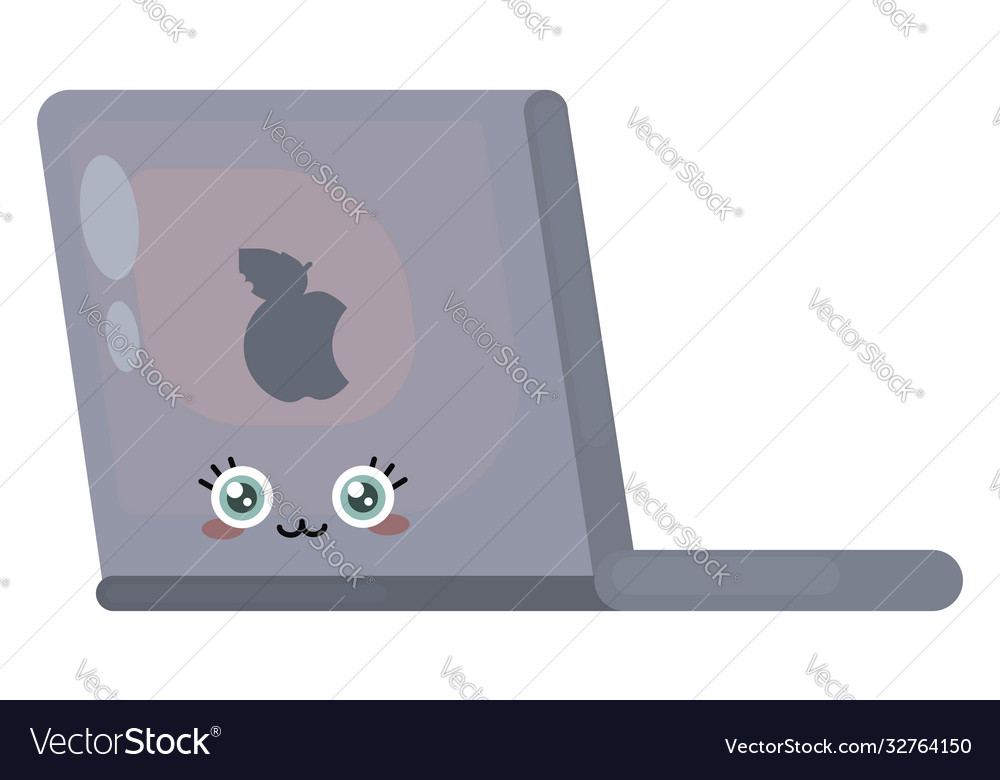 Cute laptop on white background Royalty Free Vector Image