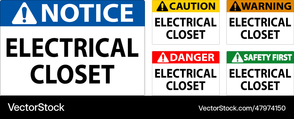 Danger sign electrical closet sign Royalty Free Vector Image
