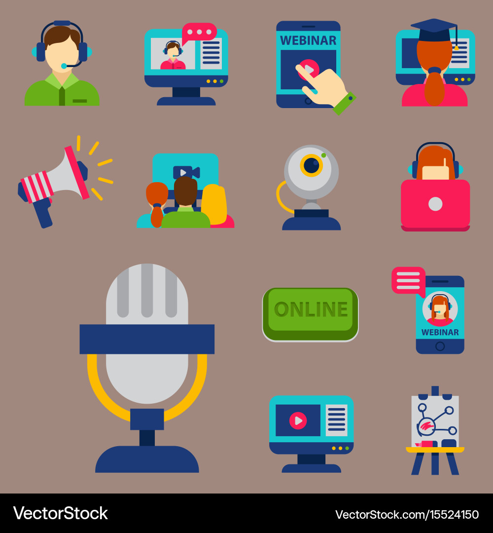Flat design icons online education staff training Vector Image