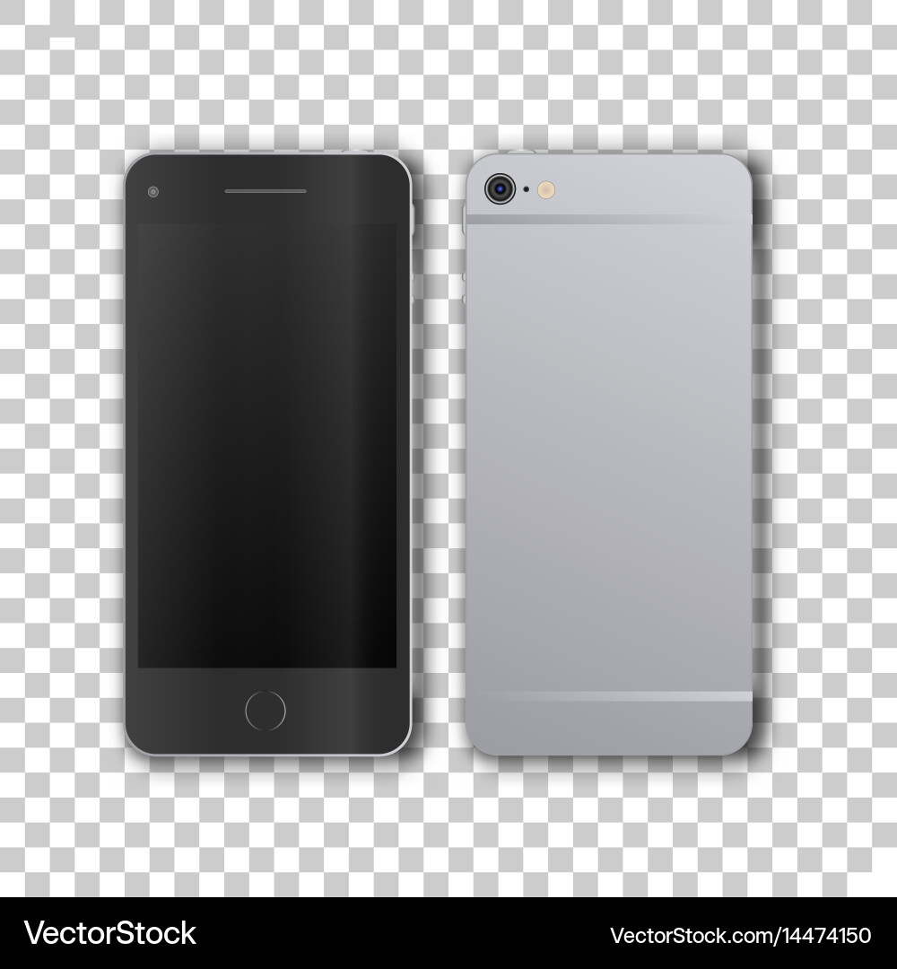 Front and back view of phone Royalty Free Vector Image