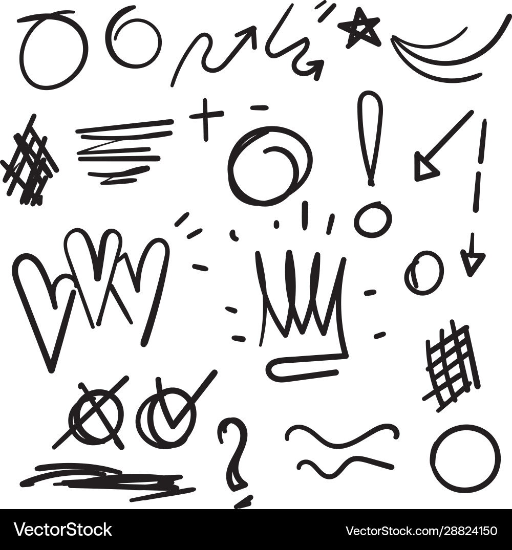 Hand drawn simple shapes line art abstract Vector Image