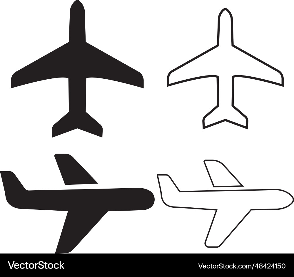 Plane icon set airplane flight transport Vector Image