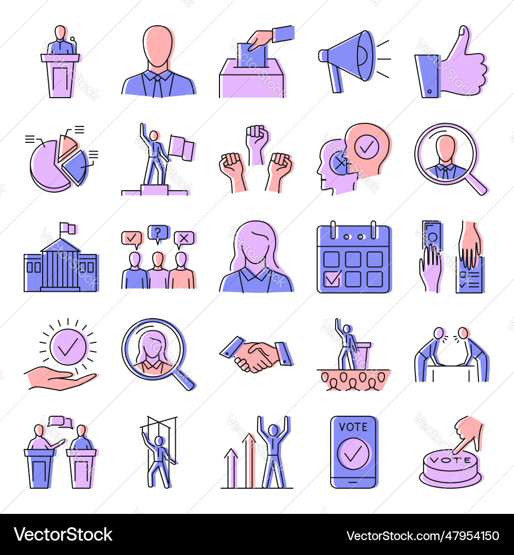 Politics and voting line icon set Royalty Free Vector Image