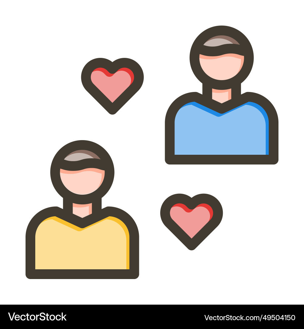 Relationship thick line filled colors icon Vector Image