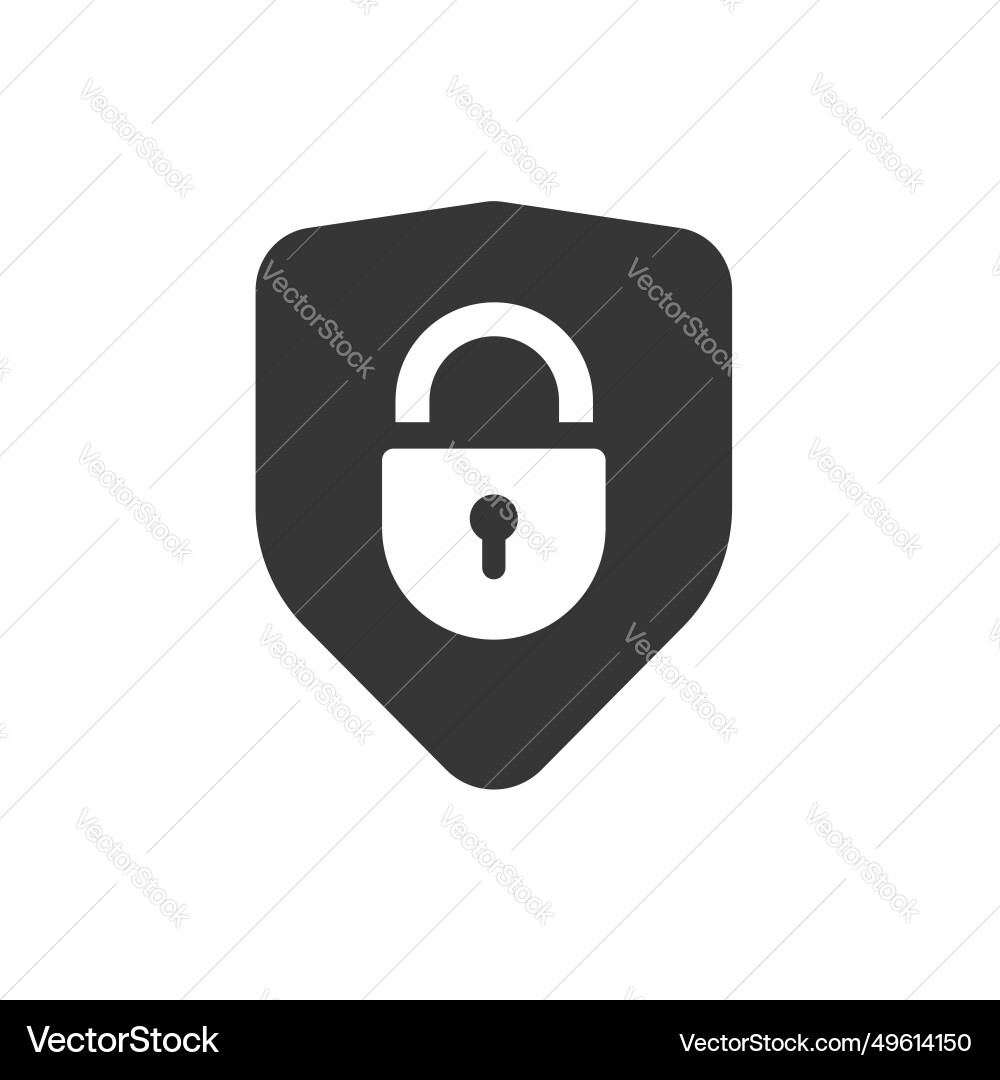 Shield lock icon simple pictogram black white Vector Image