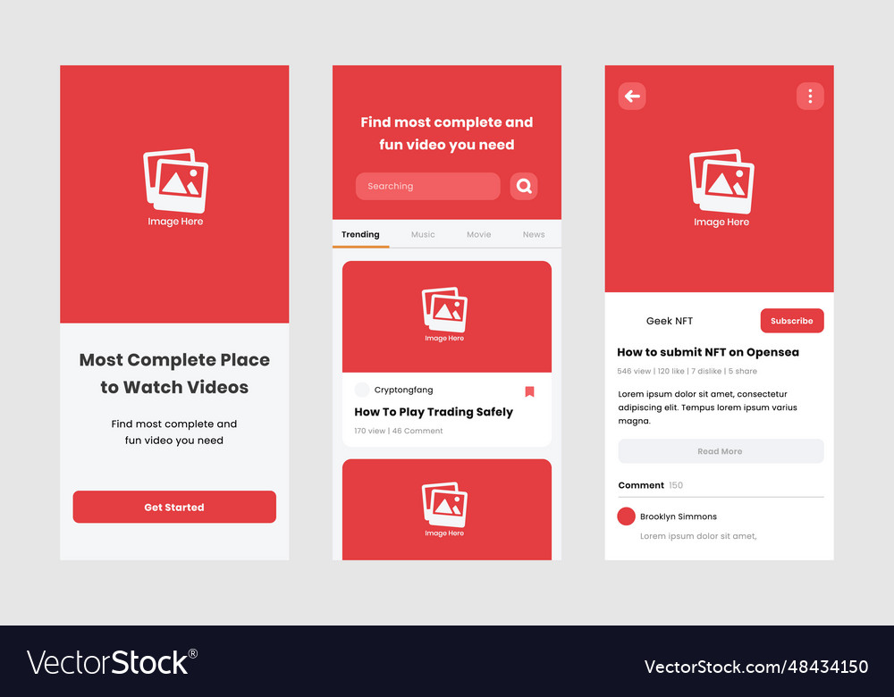 Streaming video ui design template Royalty Free Vector Image