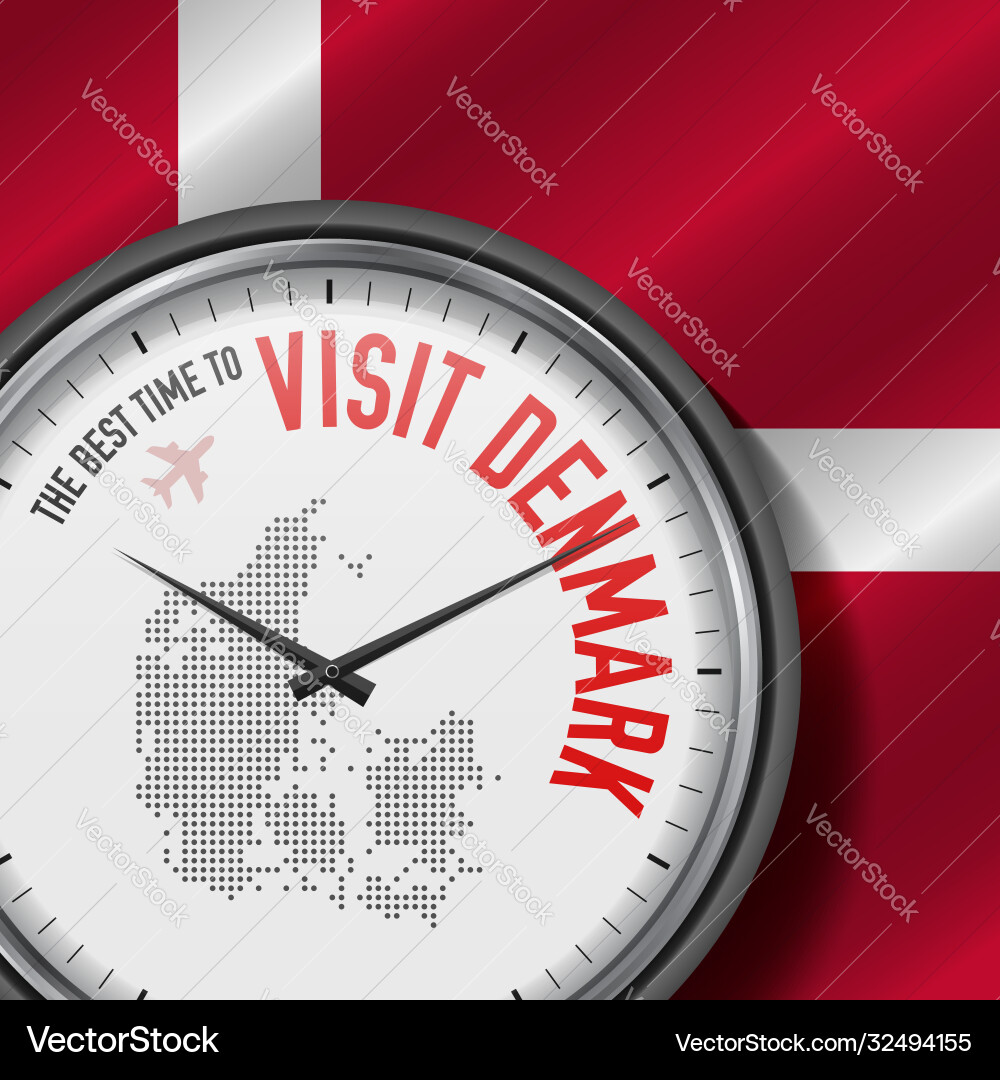 Best time to visit denmark flight tour Royalty Free Vector