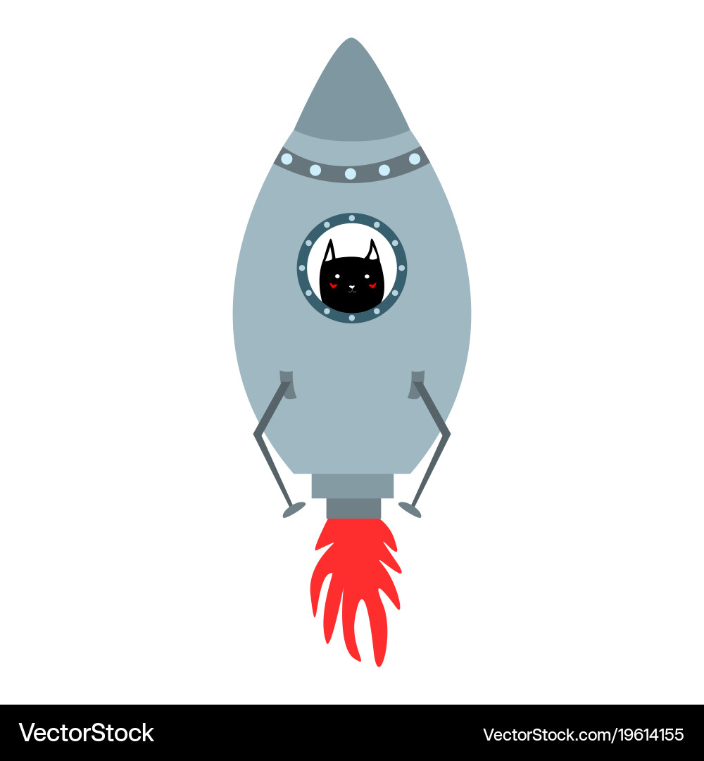 Blue space shuttle with cute cartoon style cat Vector Image