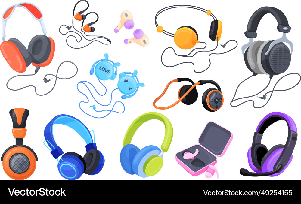 Cartoon earbuds wireless modern earphone or wired Vector Image