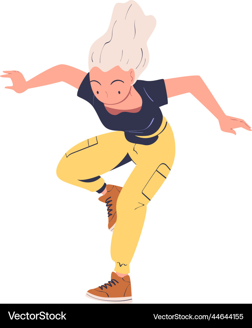 Cheerful woman character jumping and bouncing Vector Image