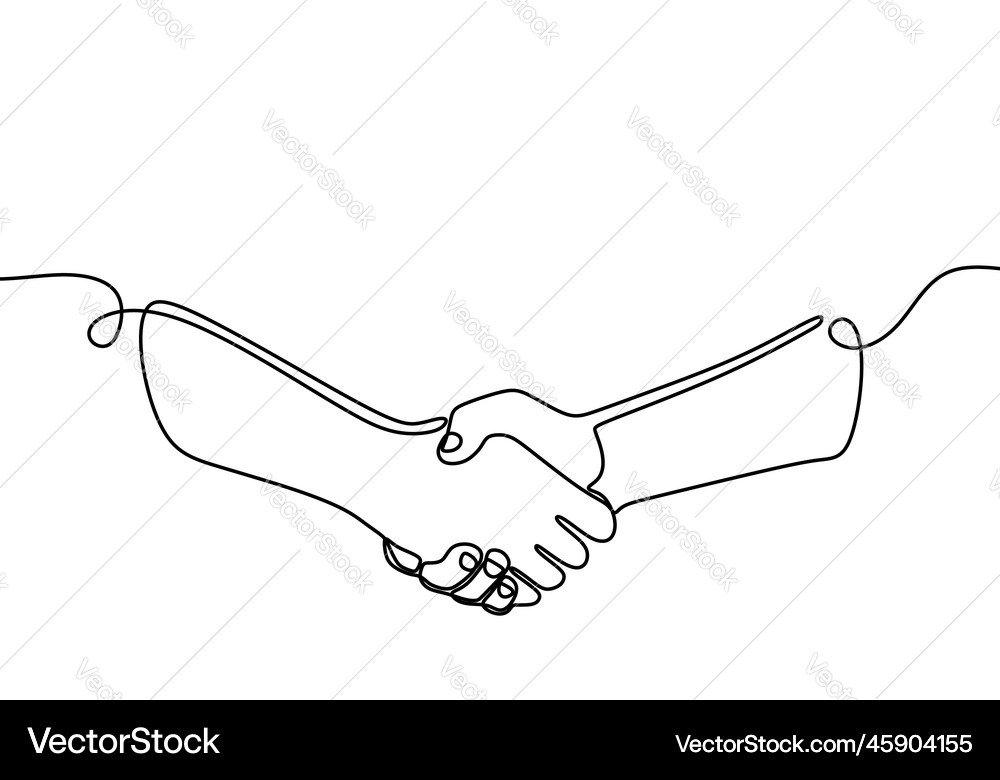 Continuous line drawing of handshake shaking Vector Image