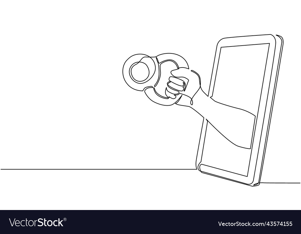 Continuous one line drawing bodybuilder hand Vector Image