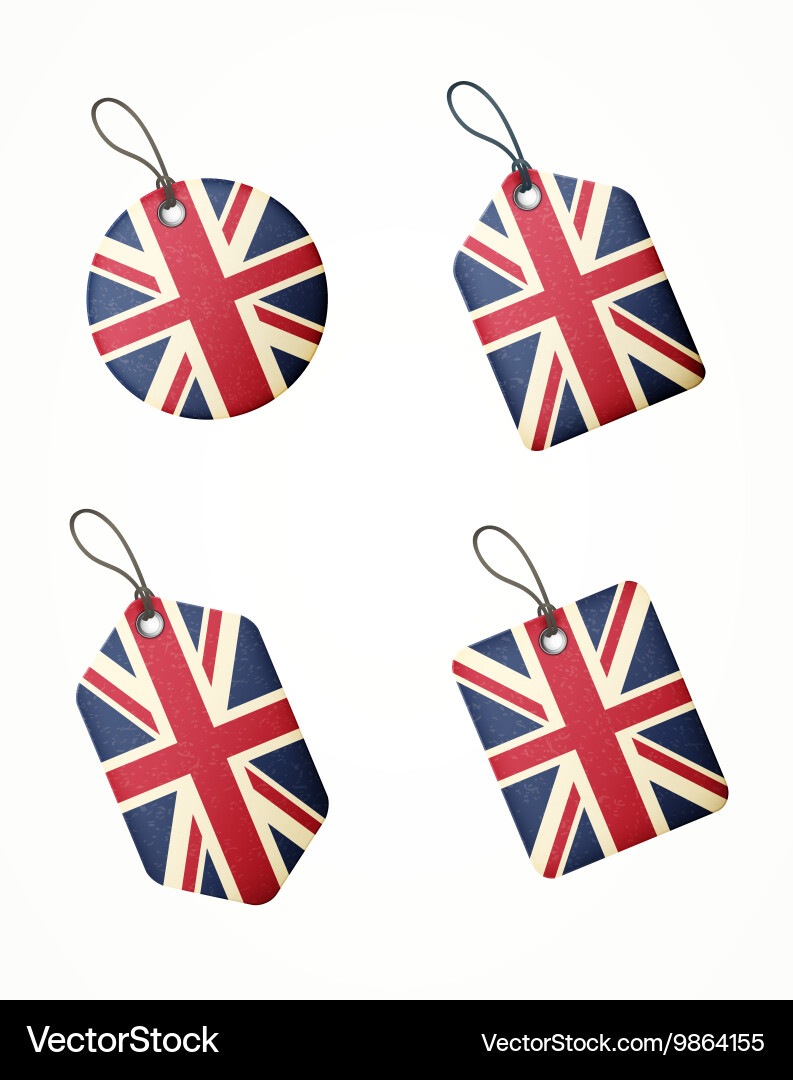 Flag united kingdom labels Royalty Free Vector Image
