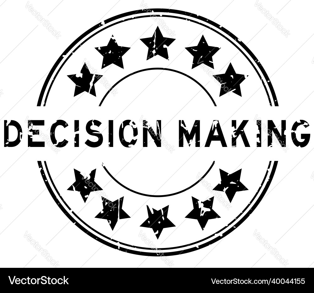 Grunge black decision making word with star icon Vector Image