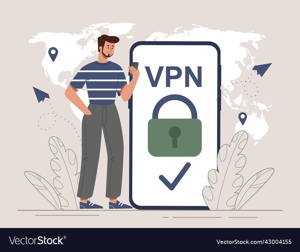 Man using vpn Royalty Free Vector Image - VectorStock