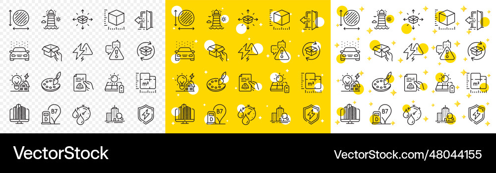 Outline diesel station package size and building Vector Image