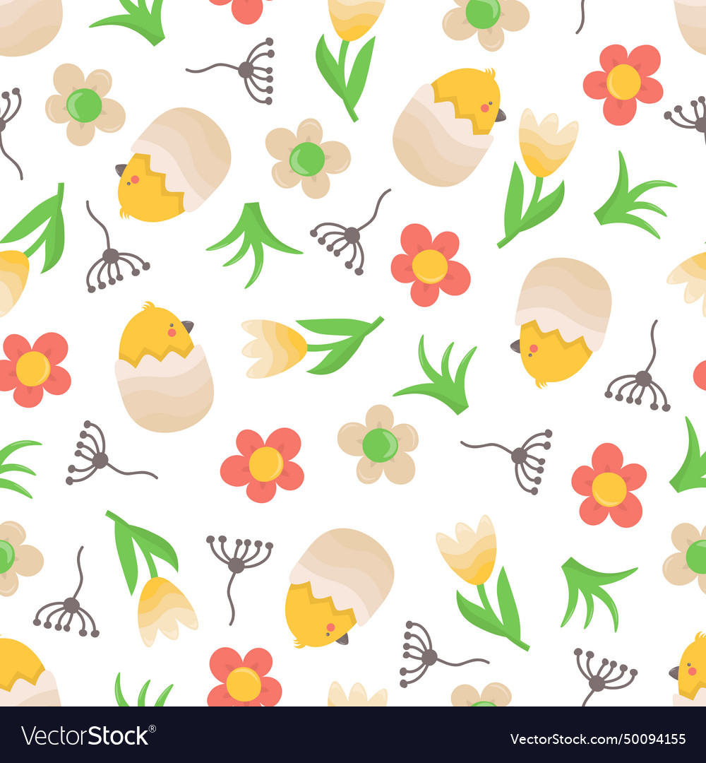 Seamless easter pattern with chicken in shell Vector Image