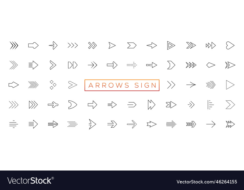 Set arrow icons collection different arrows sign Vector Image