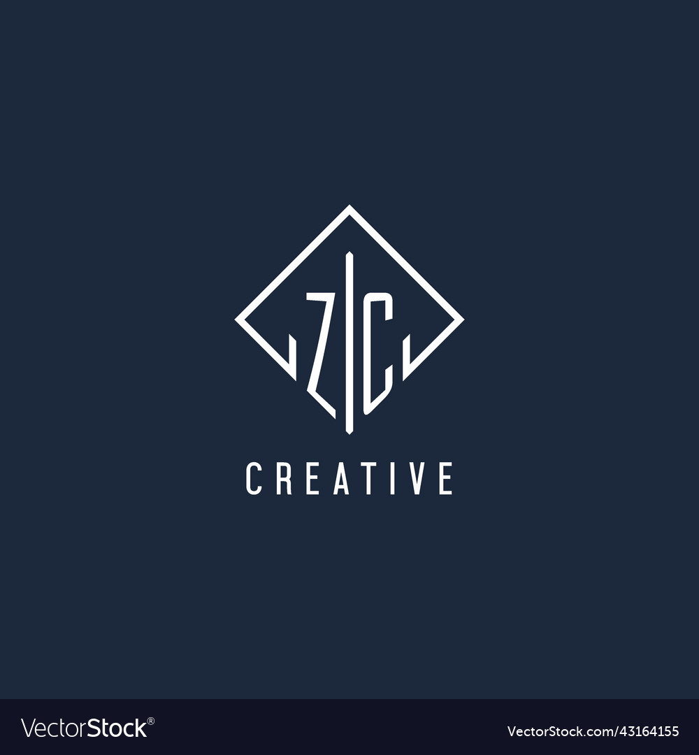 Zc initial logo with luxury rectangle style design