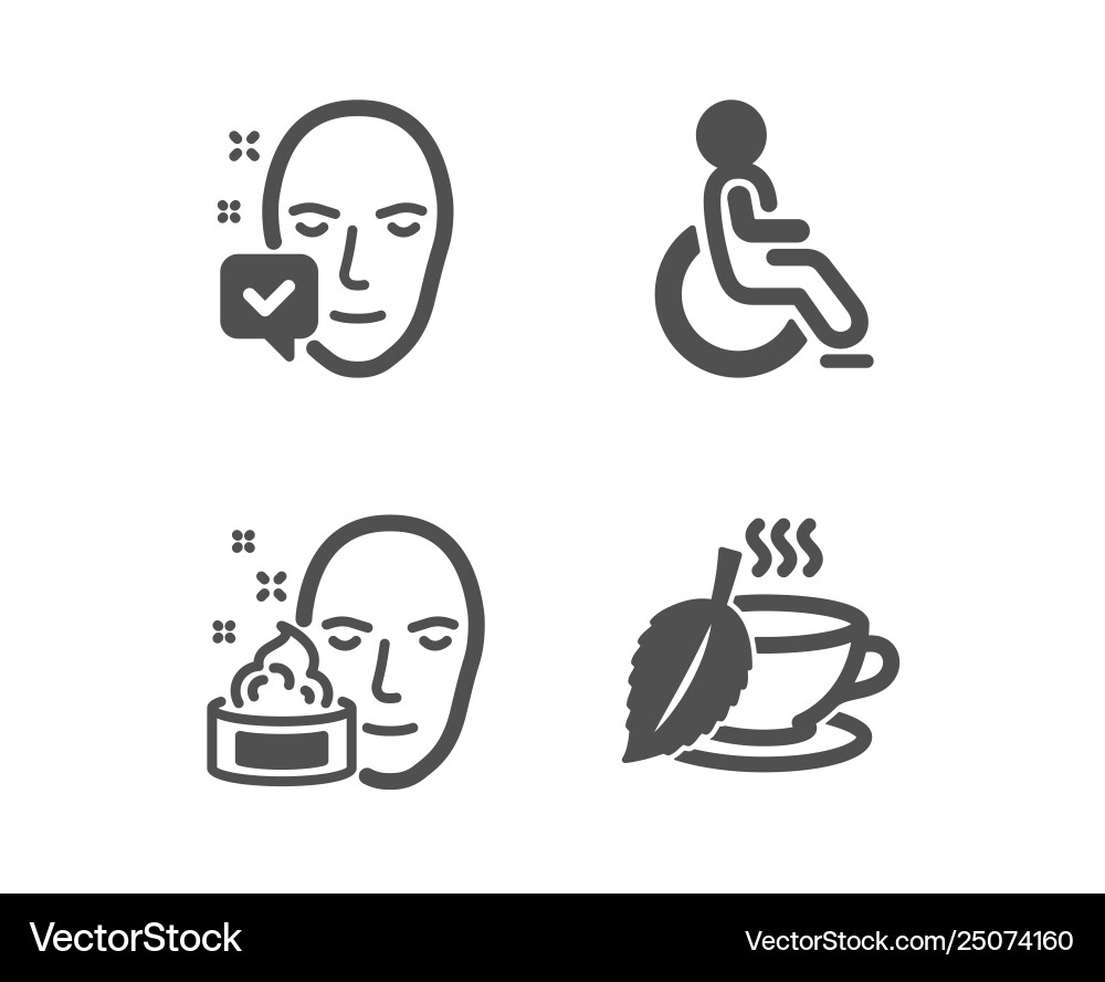 Disabled face accepted and cream icons mint Vector Image