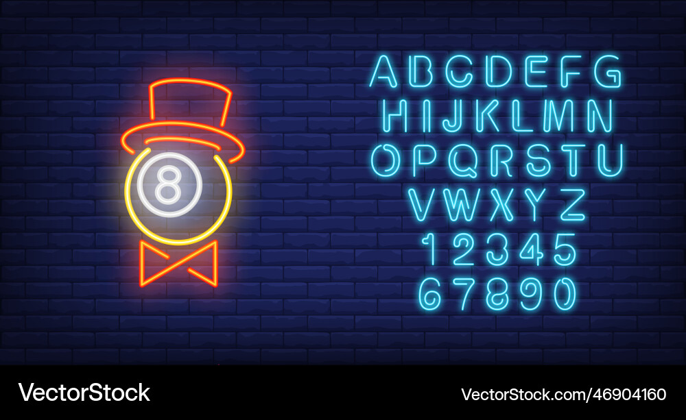 Eight-ball neon sign Royalty Free Vector Image