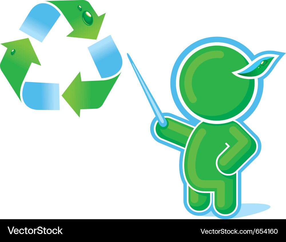 Green hero with recycle symbol Royalty Free Vector Image