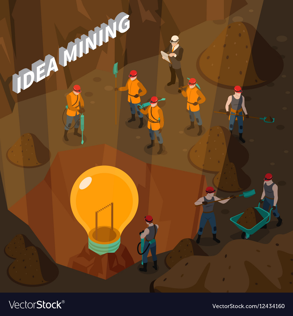 Idea Mining Isometric Concept Royalty Free Vector Image