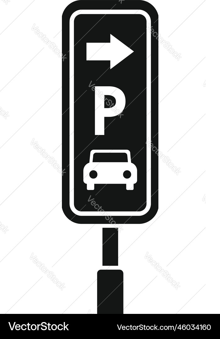 Paid parking direction icon simple car Royalty Free Vector