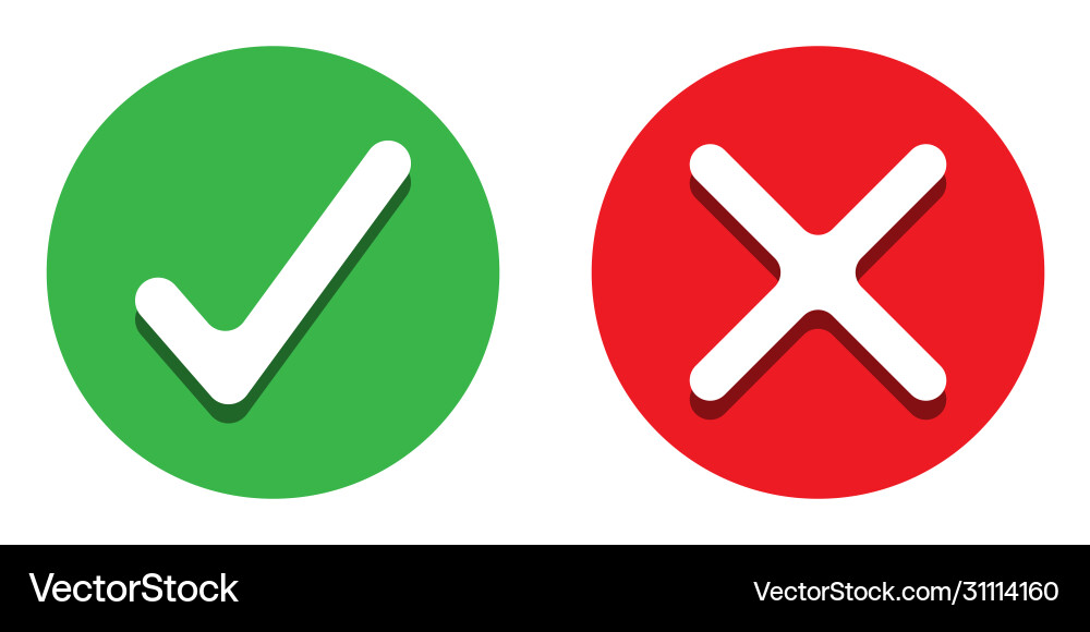 Plain icon showing yes or no color Royalty Free Vector Image
