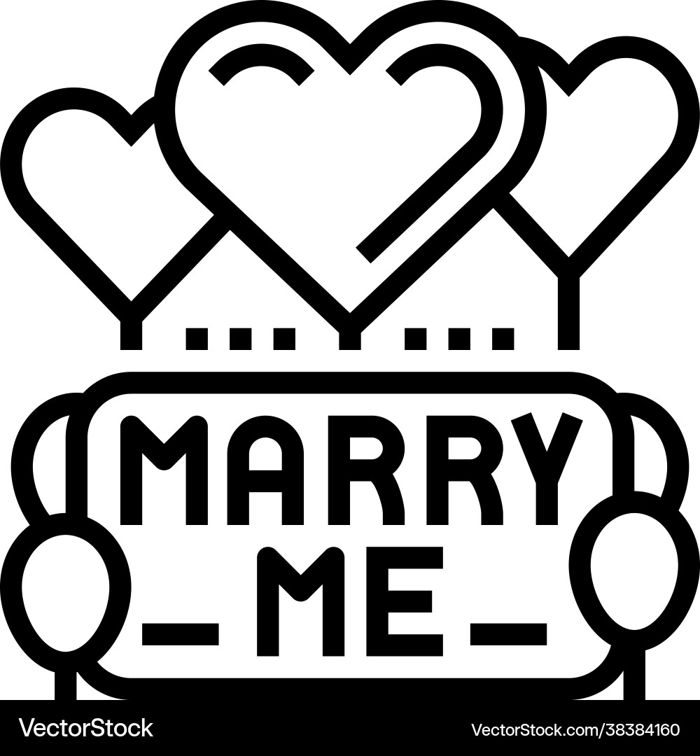 Proposal marry me balloons line icon Royalty Free Vector