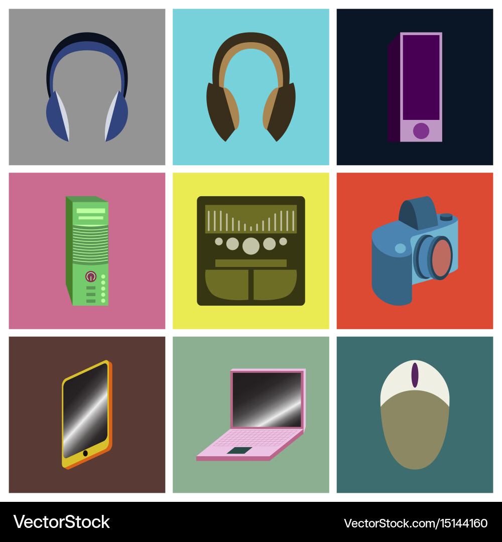 Set icons in flat design electronic gadgets Vector Image