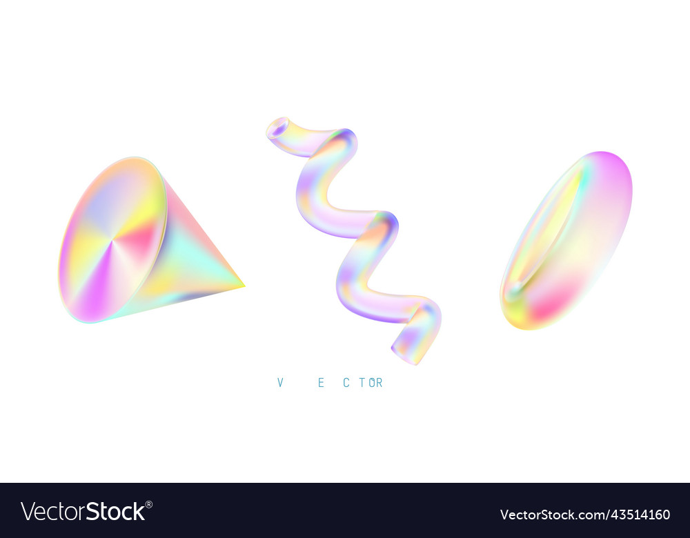 Set of colored 3d objects on a white background Vector Image