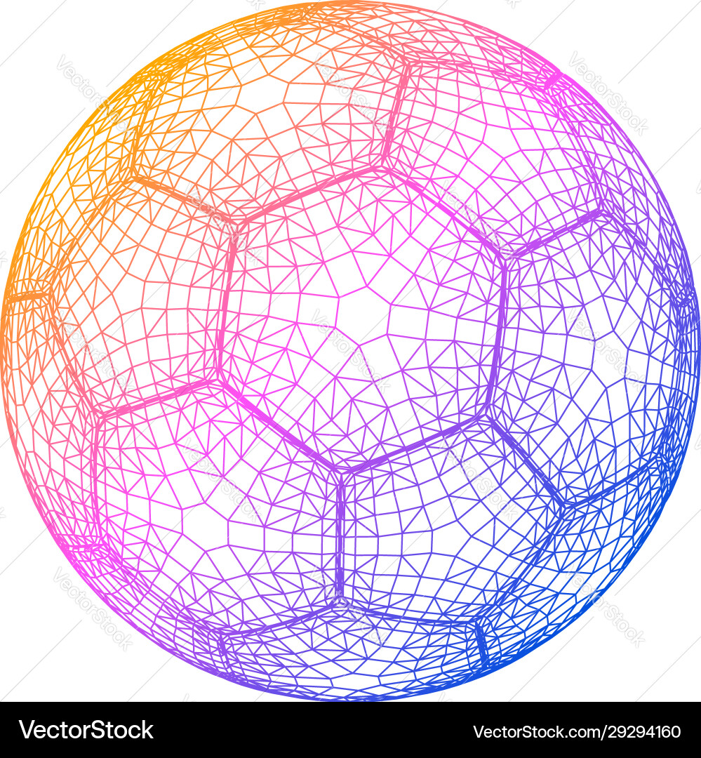Soccer ball colorful wireframe grid Royalty Free Vector