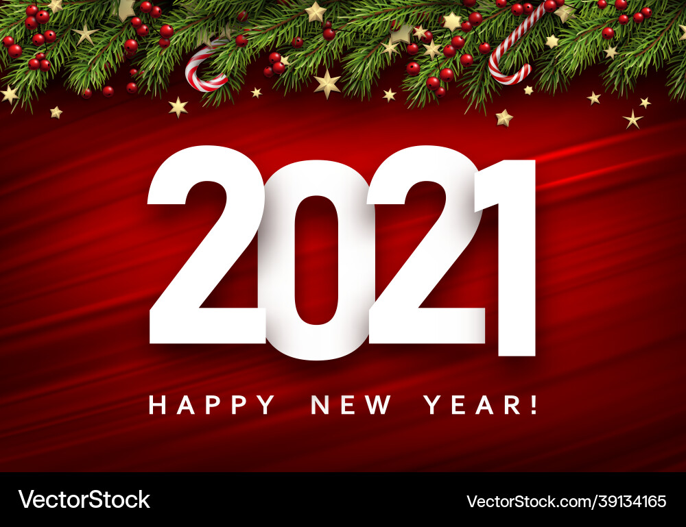 2021 sign on red christmas background Royalty Free Vector