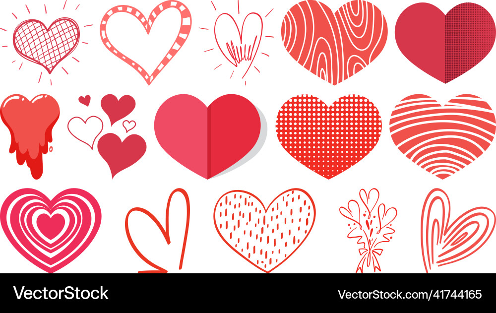 Different style of hearts isolated on white Vector Image