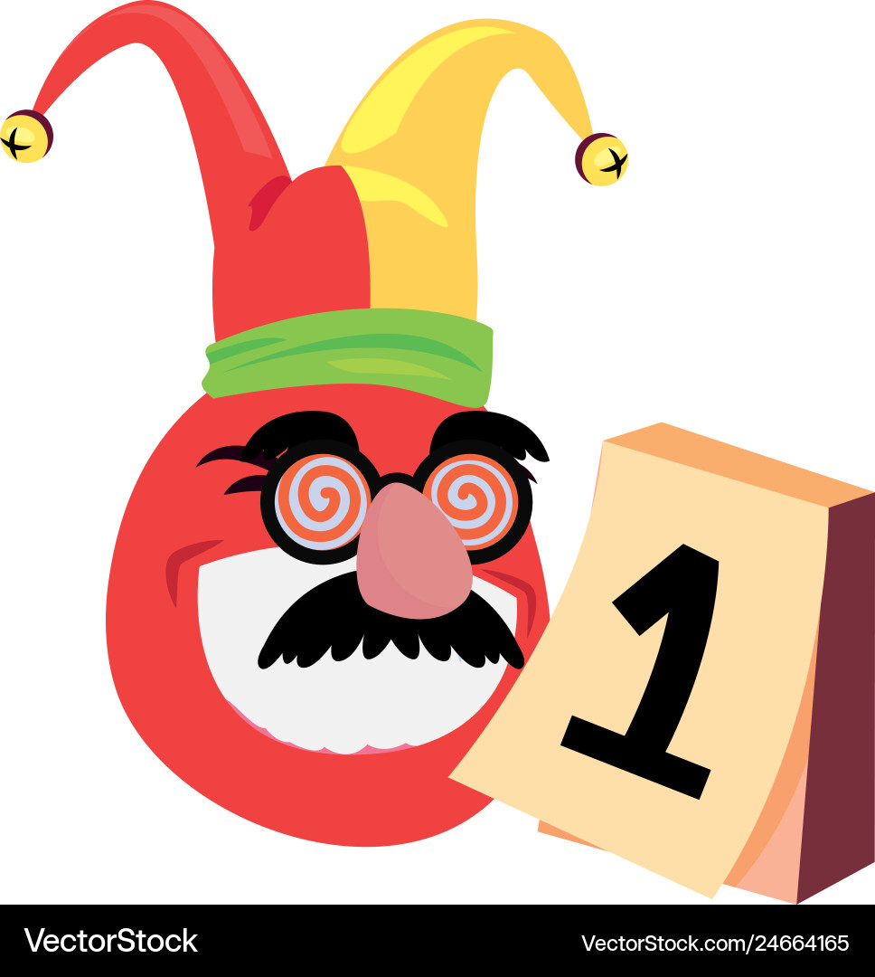 Emoji face april fools day Royalty Free Vector Image