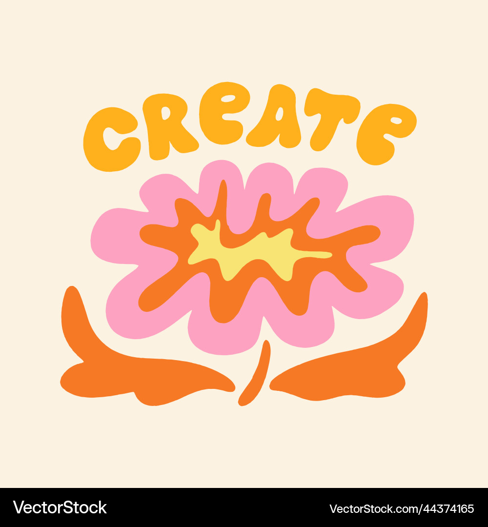 Groovy flower hippie lettering comic font type Vector Image