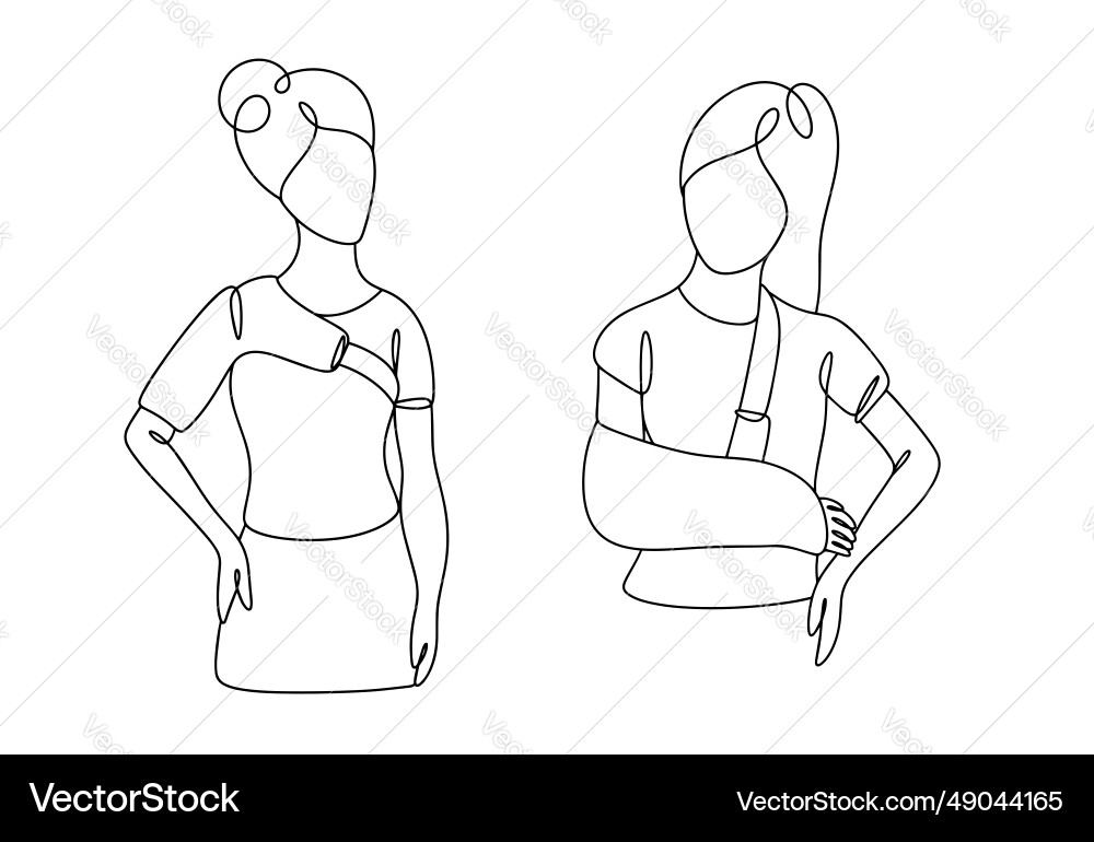 Hand arm splint bandage one line Royalty Free Vector Image
