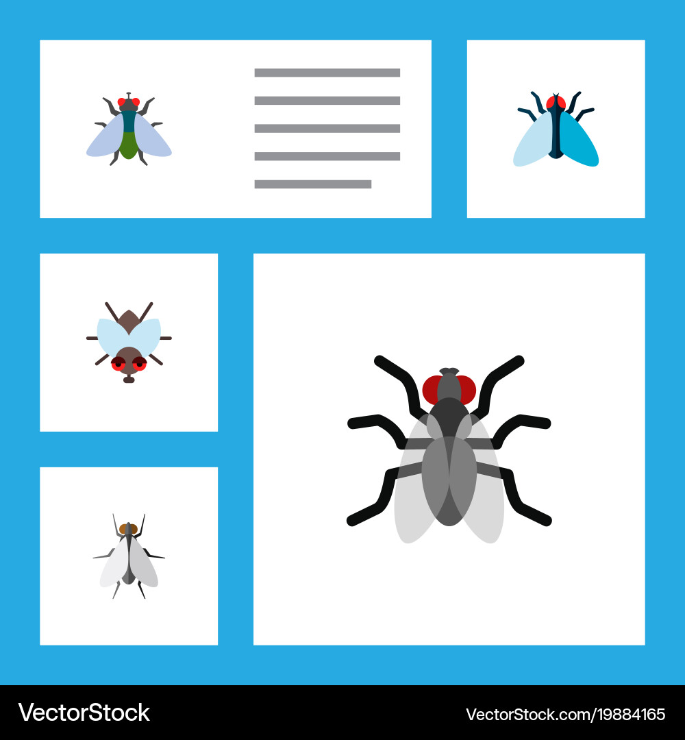 Icon flat fly set of mosquito tiny insect Vector Image
