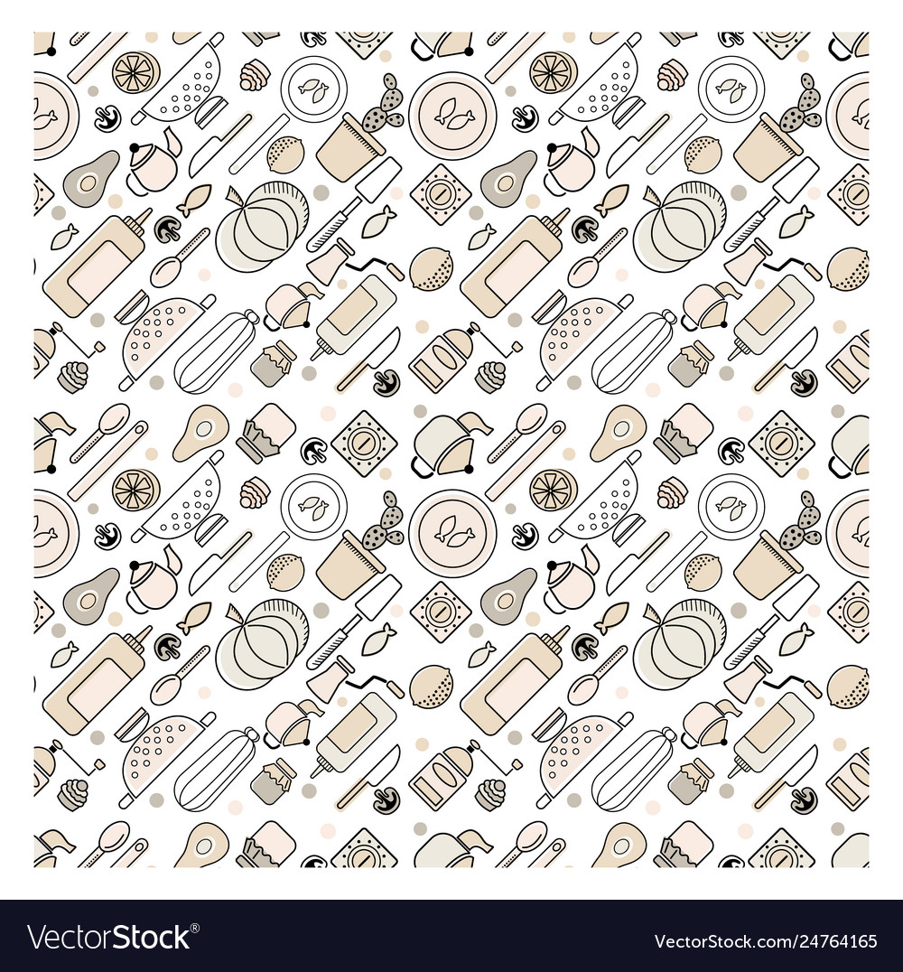 Kitchen pattern flat Royalty Free Vector Image