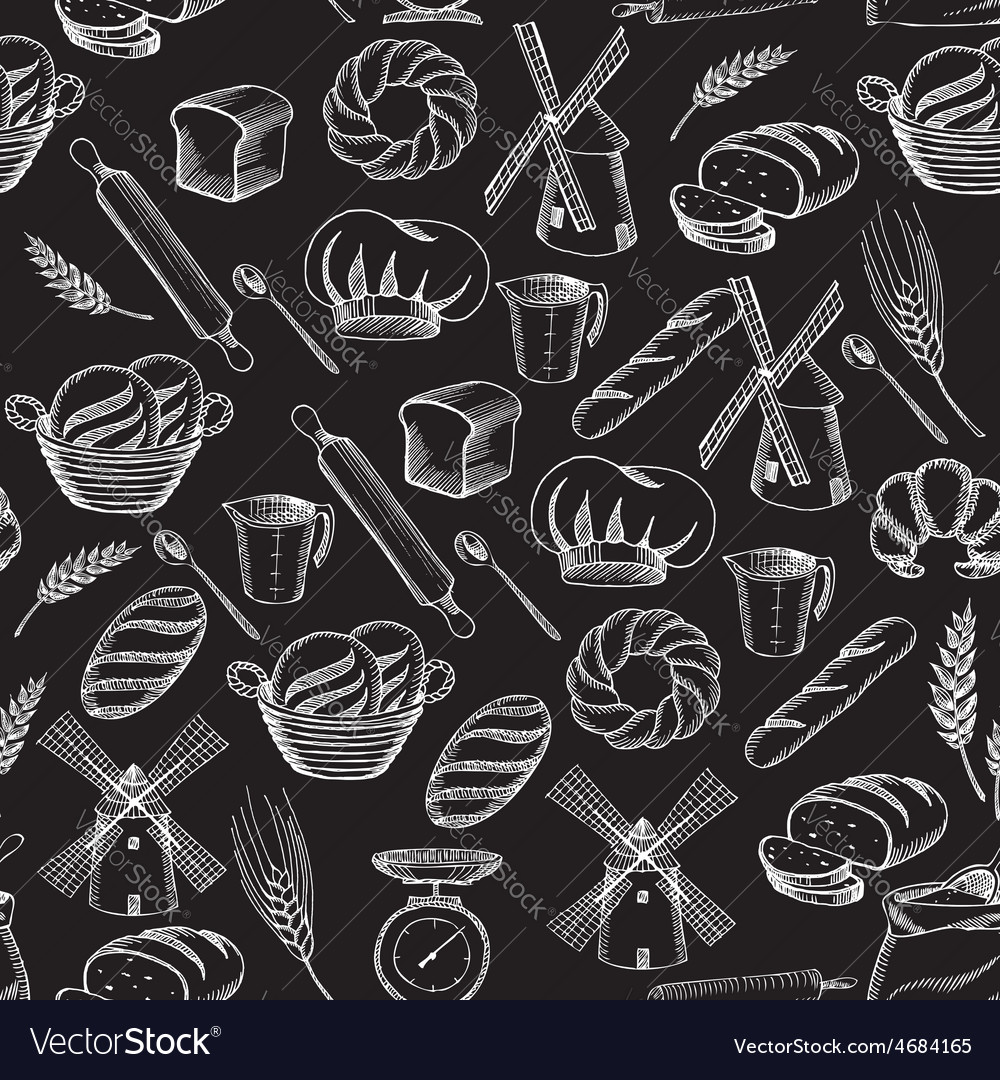 Seamless pattern background bakery package Vector Image