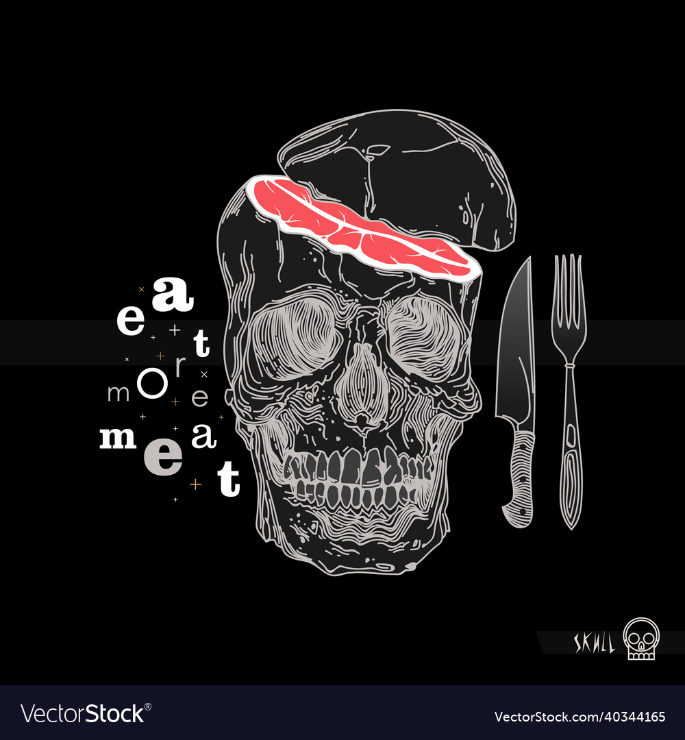 Thin line skull label Royalty Free Vector Image