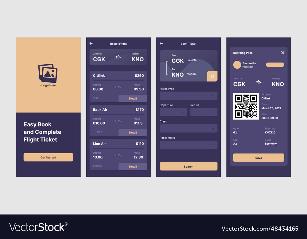 Ticket ui design template Royalty Free Vector Image