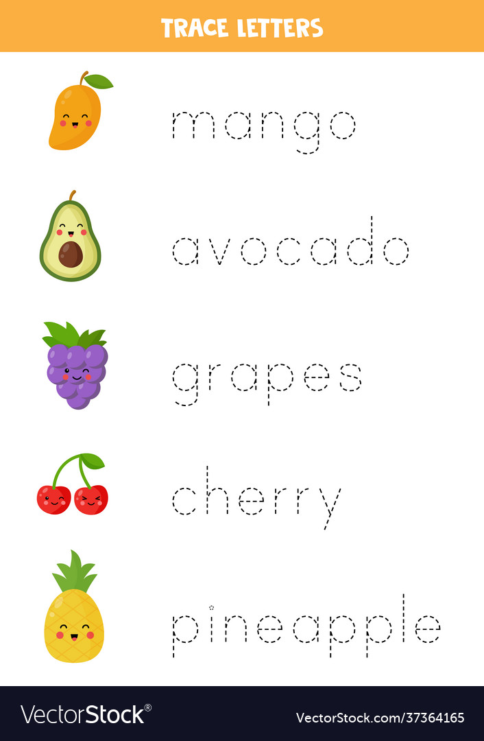 Fruits Vegetables From A To Z Alphabet Letter Tracing