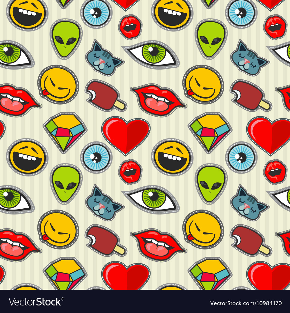 Cartoon patch seamless pattern Royalty Free Vector Image