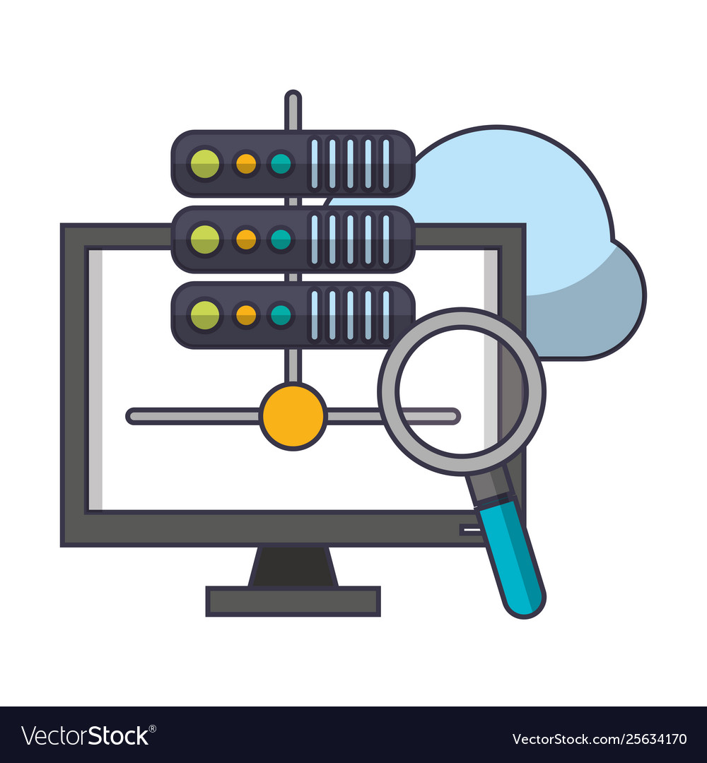 Computer cloud computing and database servers Vector Image