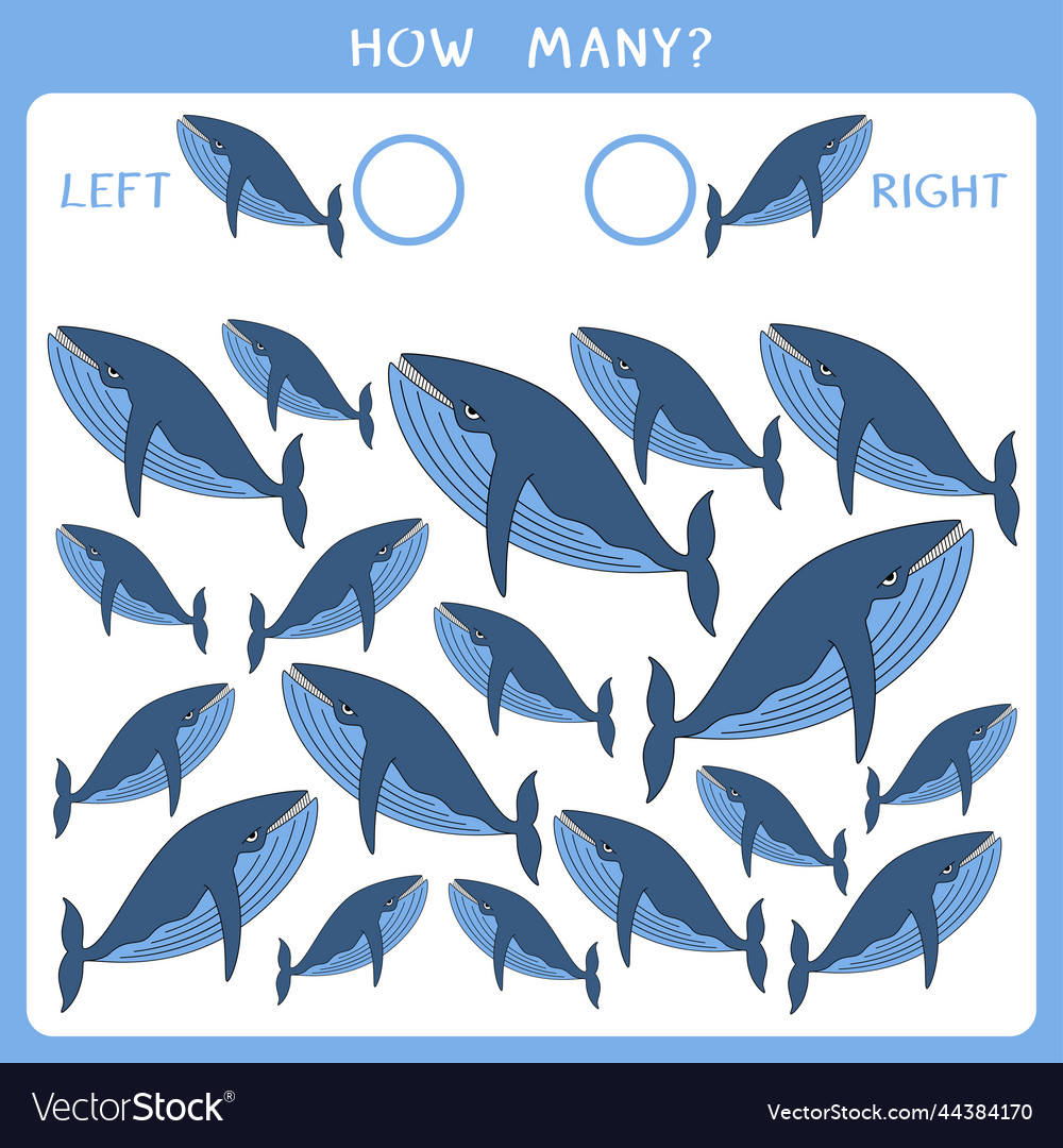 Count how many whales swim left and right Vector Image