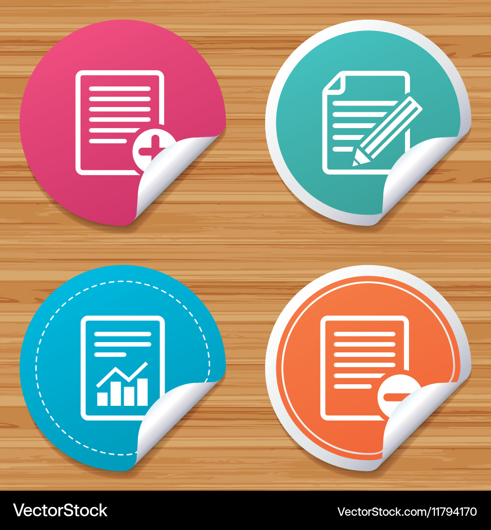 Document icons file with chart graph Royalty Free Vector