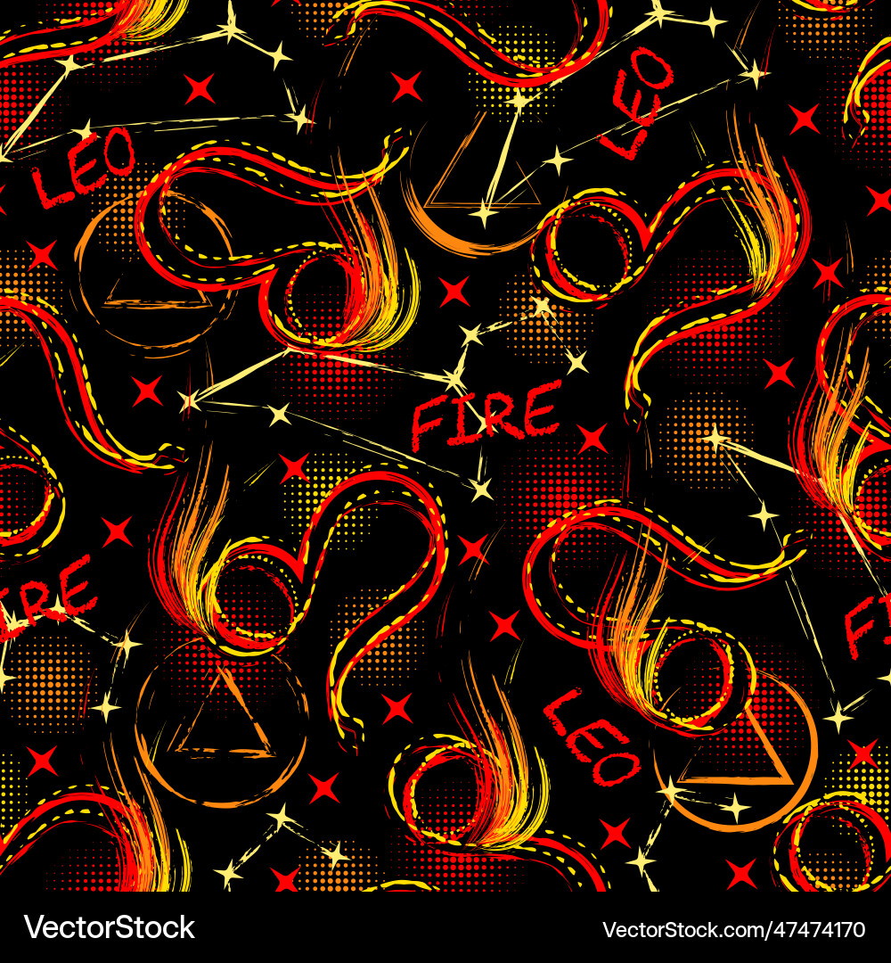 Grunge modern pattern with zodiac sign leo Vector Image