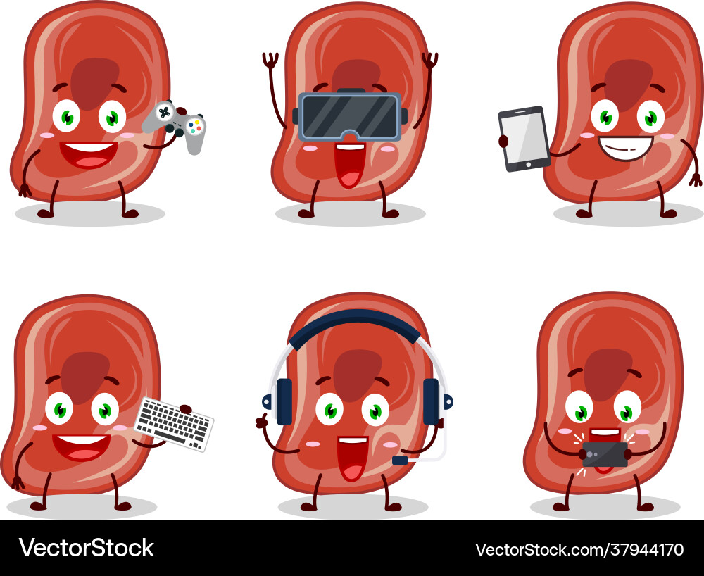 Ham cartoon character are playing games Royalty Free Vector
